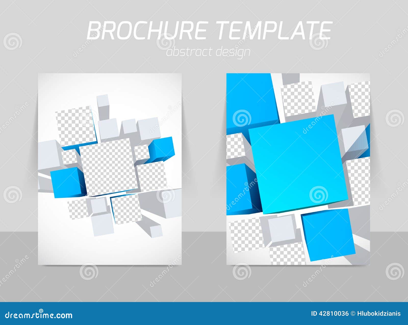 Brochure Template with Blue Squares Stock Vector - Illustration of gray ...