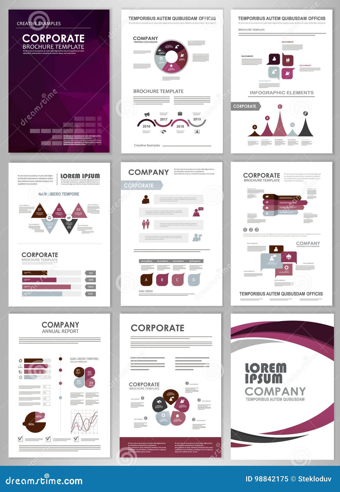 Brochure Template with Charts and Graphs Stock Vector - Illustration of ...