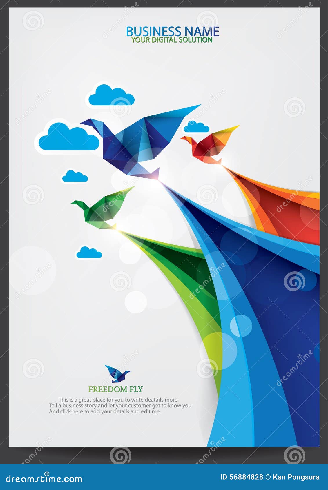Brochure Template Freedom Design Stock Vector - Illustration of bird ...