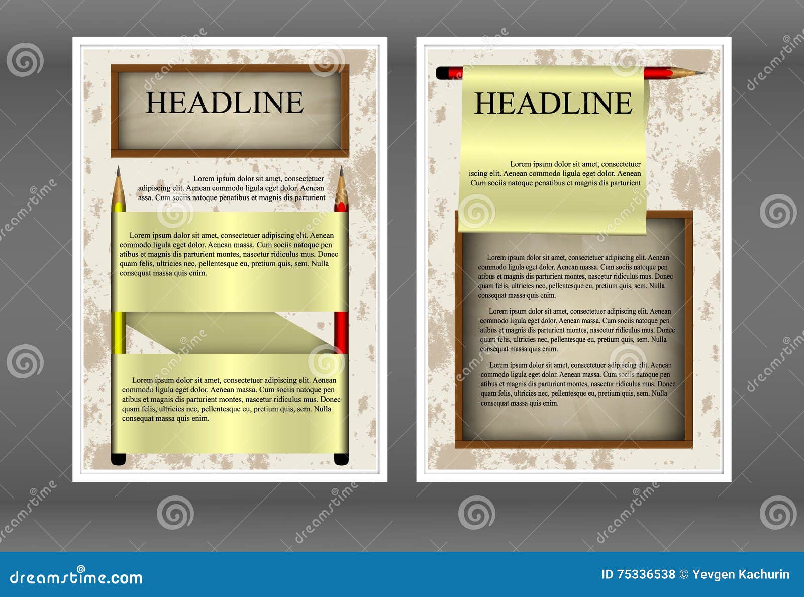 Brochure Template Pencils and Paper Stock Vector - Illustration of ...