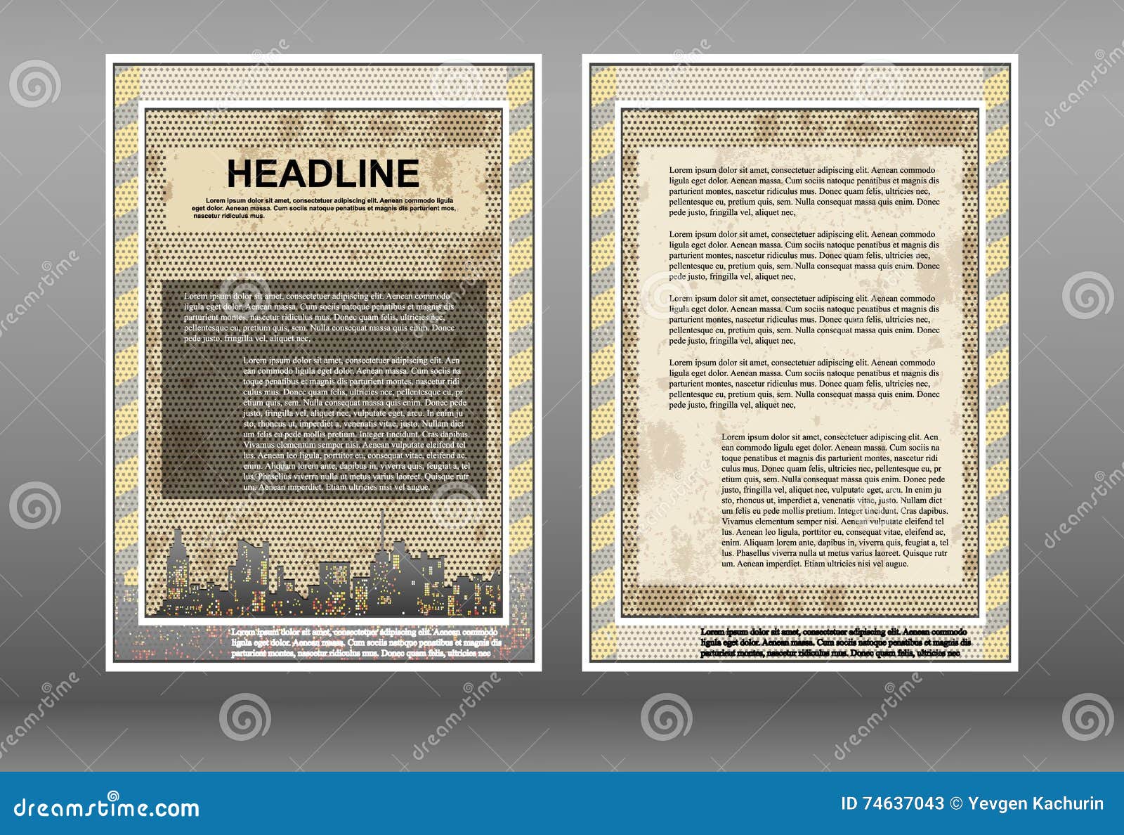 Brochure Template with Perforated Frame and, Cityscape Stock Vector ...