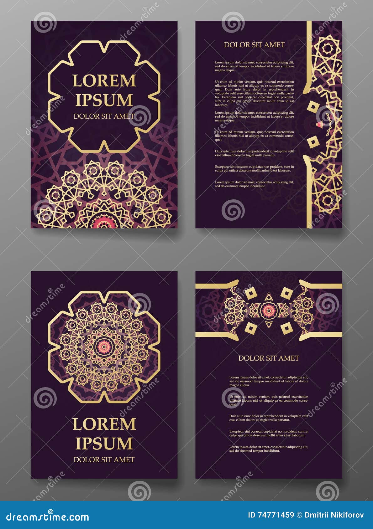Brochure Templates Cards with Arabic Mandala Background. Stock Vector ...