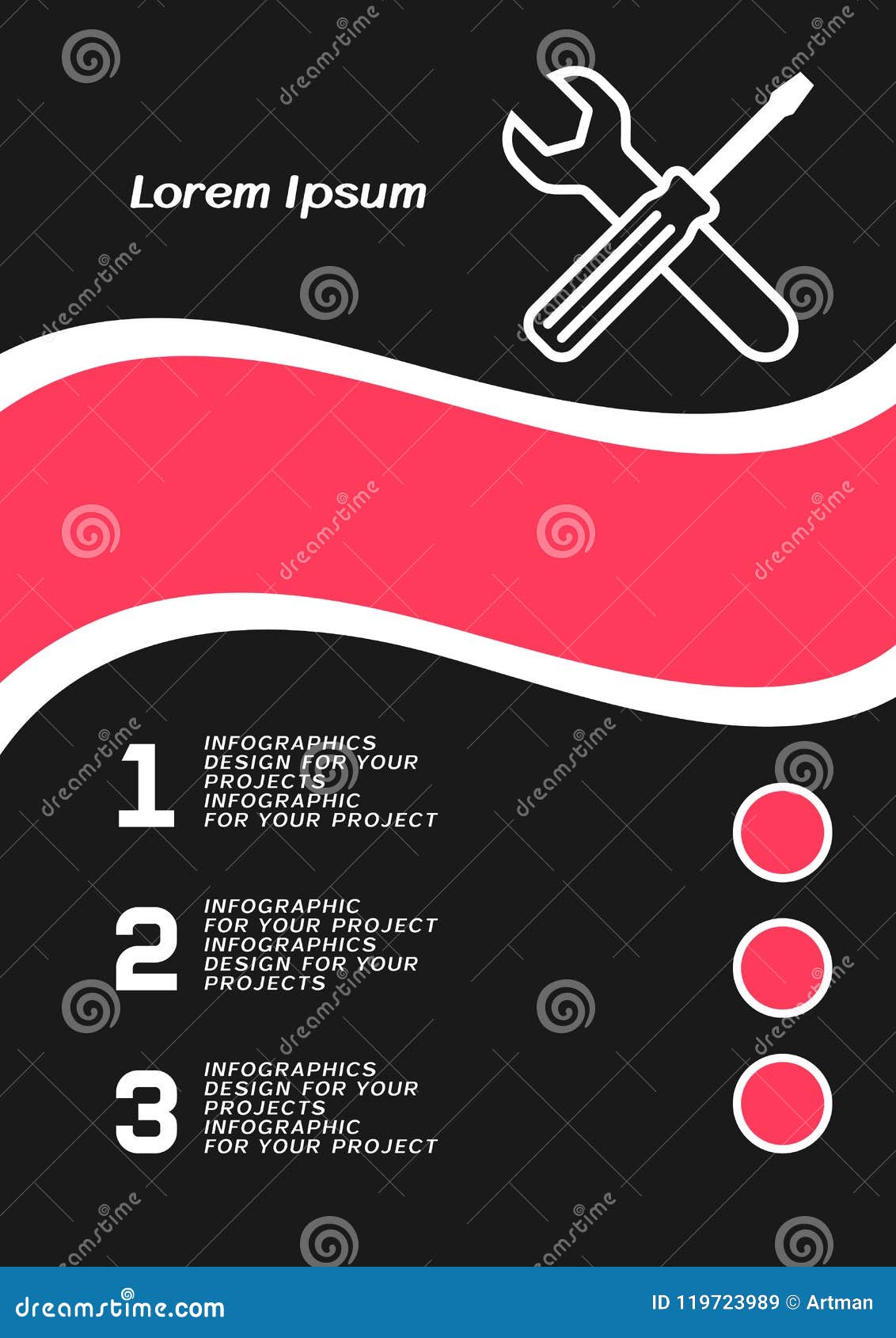 Brochure or Web Banner Design with Service Tools Icon Stock Vector ...