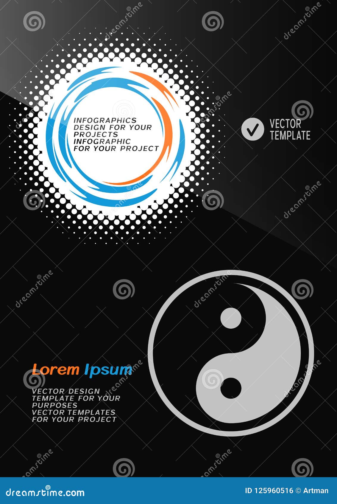 Brochure or Web Banner Design with Yin Yang Symbol Stock Vector ...