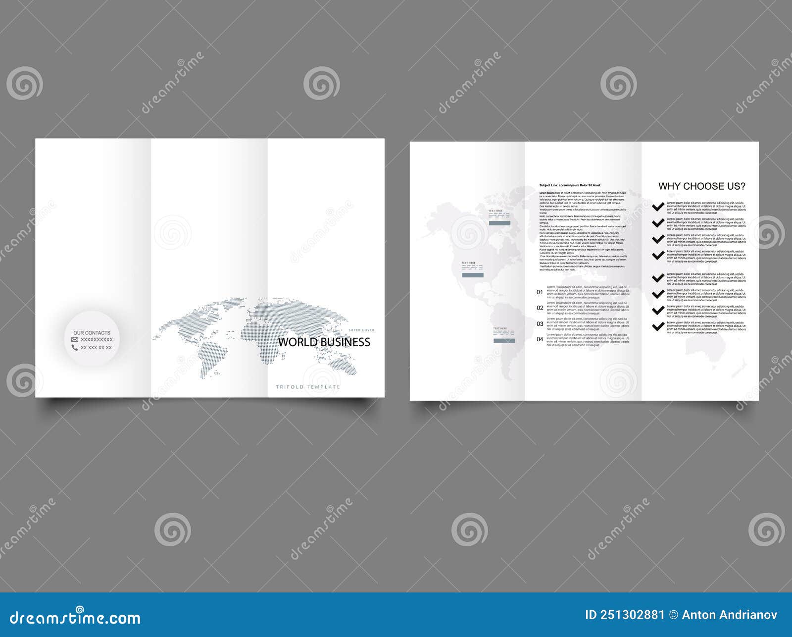 Brochure with World Map. Trifold Flyer for Business Stock Vector ...