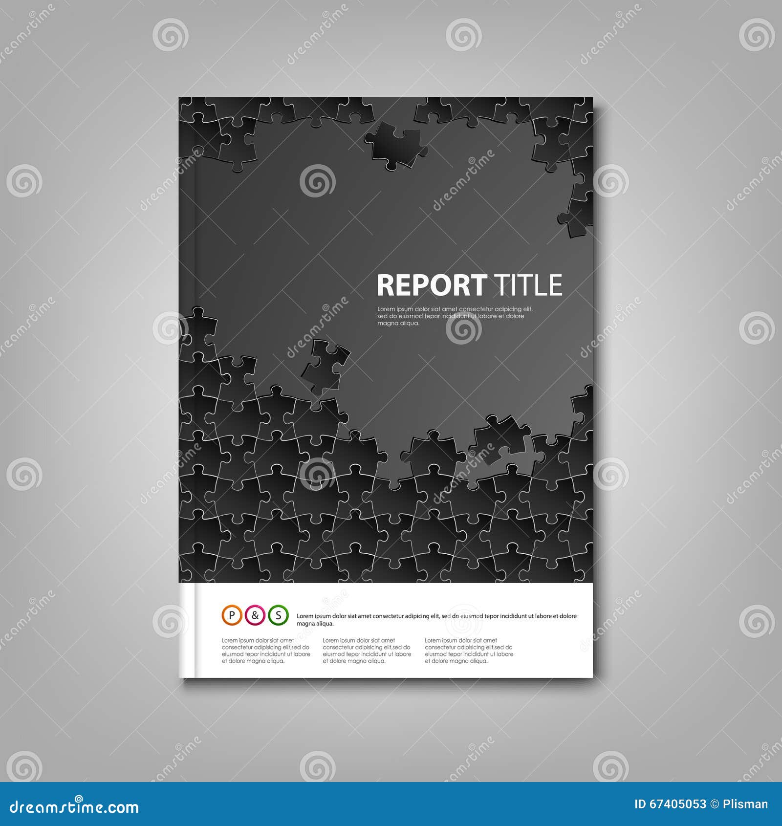 Brochures Book or Flyer with Black Puzzle Template Stock Vector ...