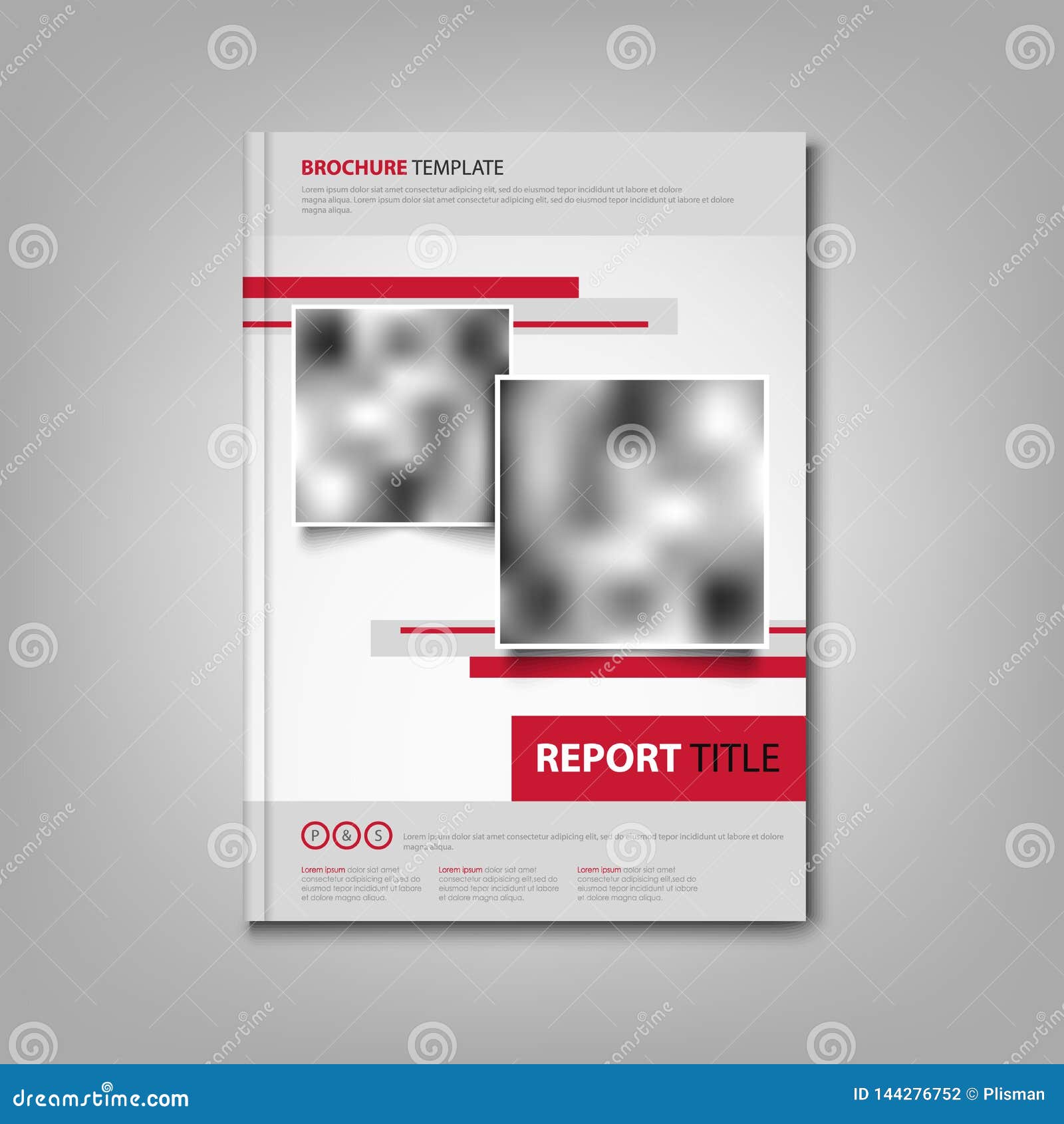 Brochures Book or Flyer with Strips in Red Gray Design Stock Vector ...