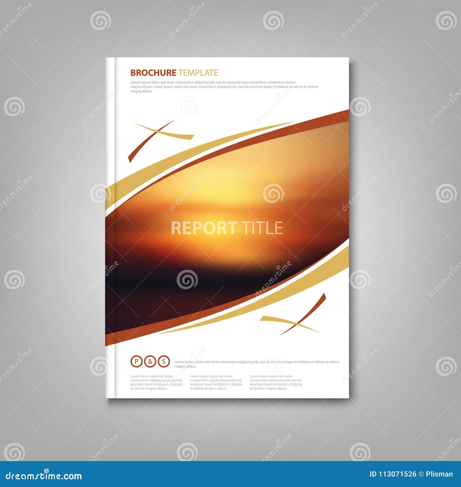 Brochures Book or Flyer with Sunset Design Template Stock Vector ...