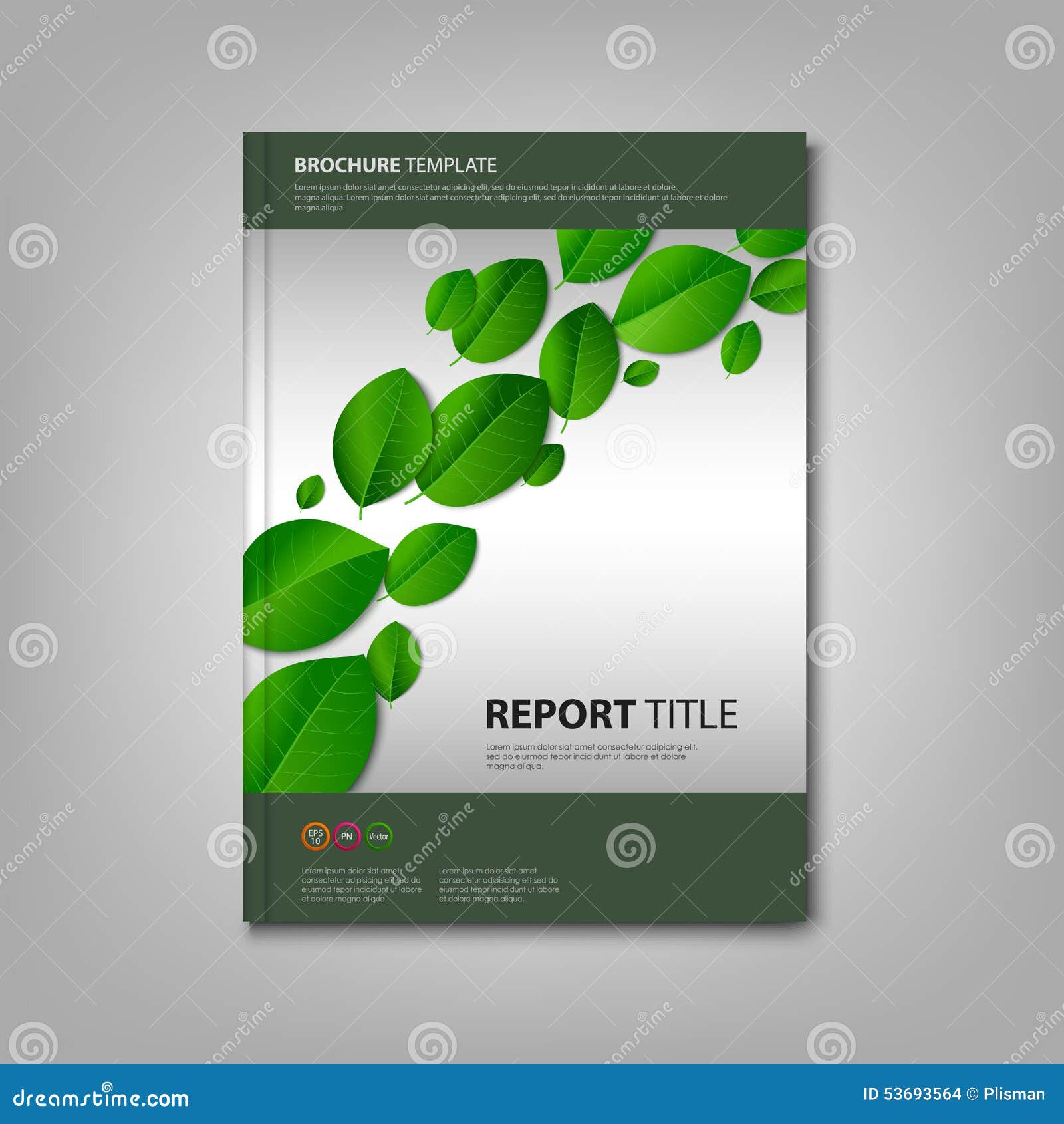 Brochures Book with Green Leaves Template Stock Vector - Illustration ...