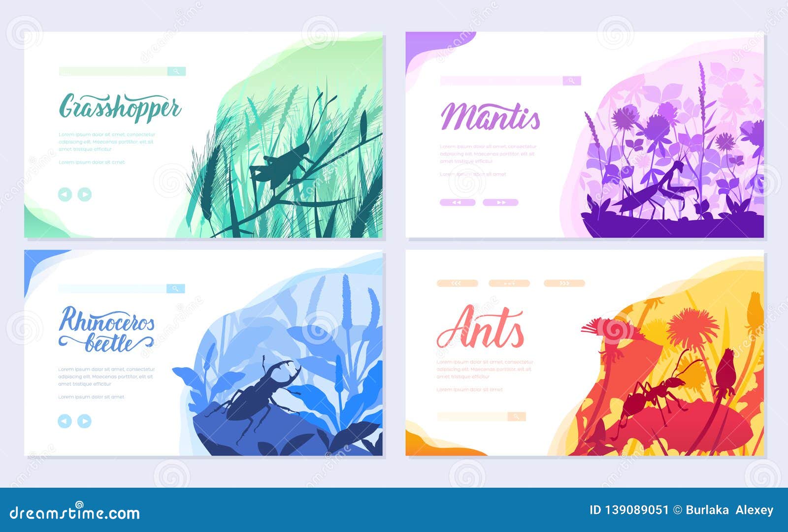 Insects Web Banner Templates Set Cartoon Vector | CartoonDealer.com ...