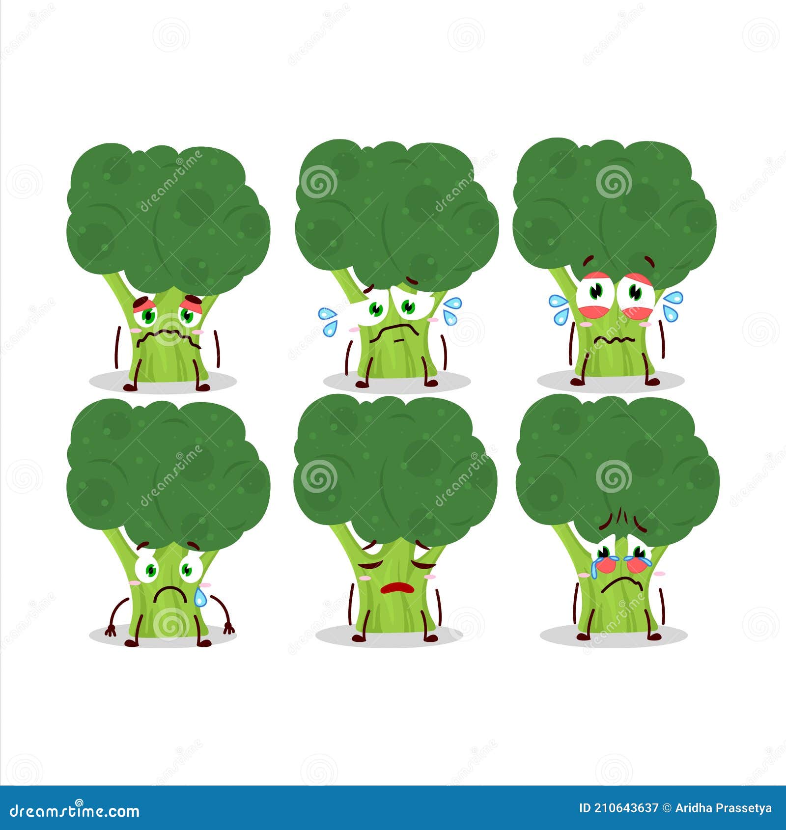 Brocoli Cartoon in Character with Sad Expression Stock Vector ...