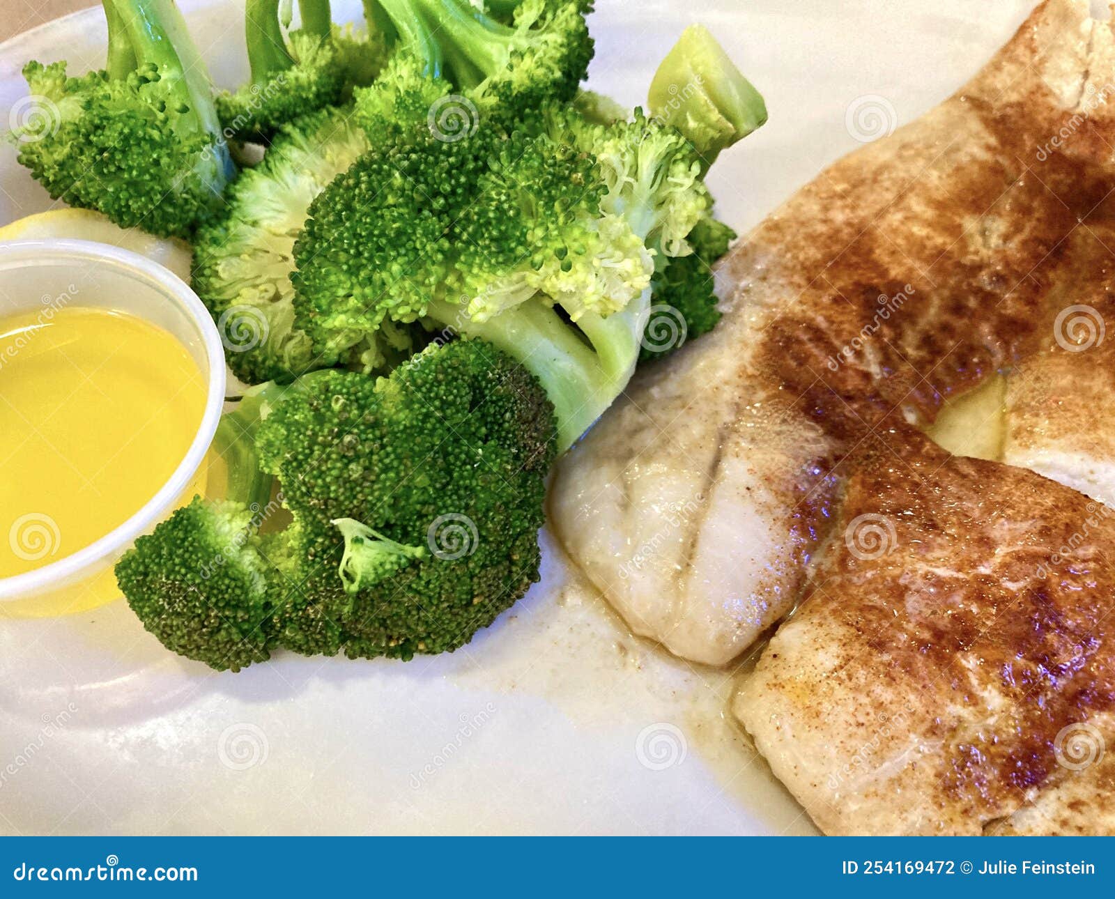 Broiled Fish with Broccoli stock photo. Image of food - 254169472
