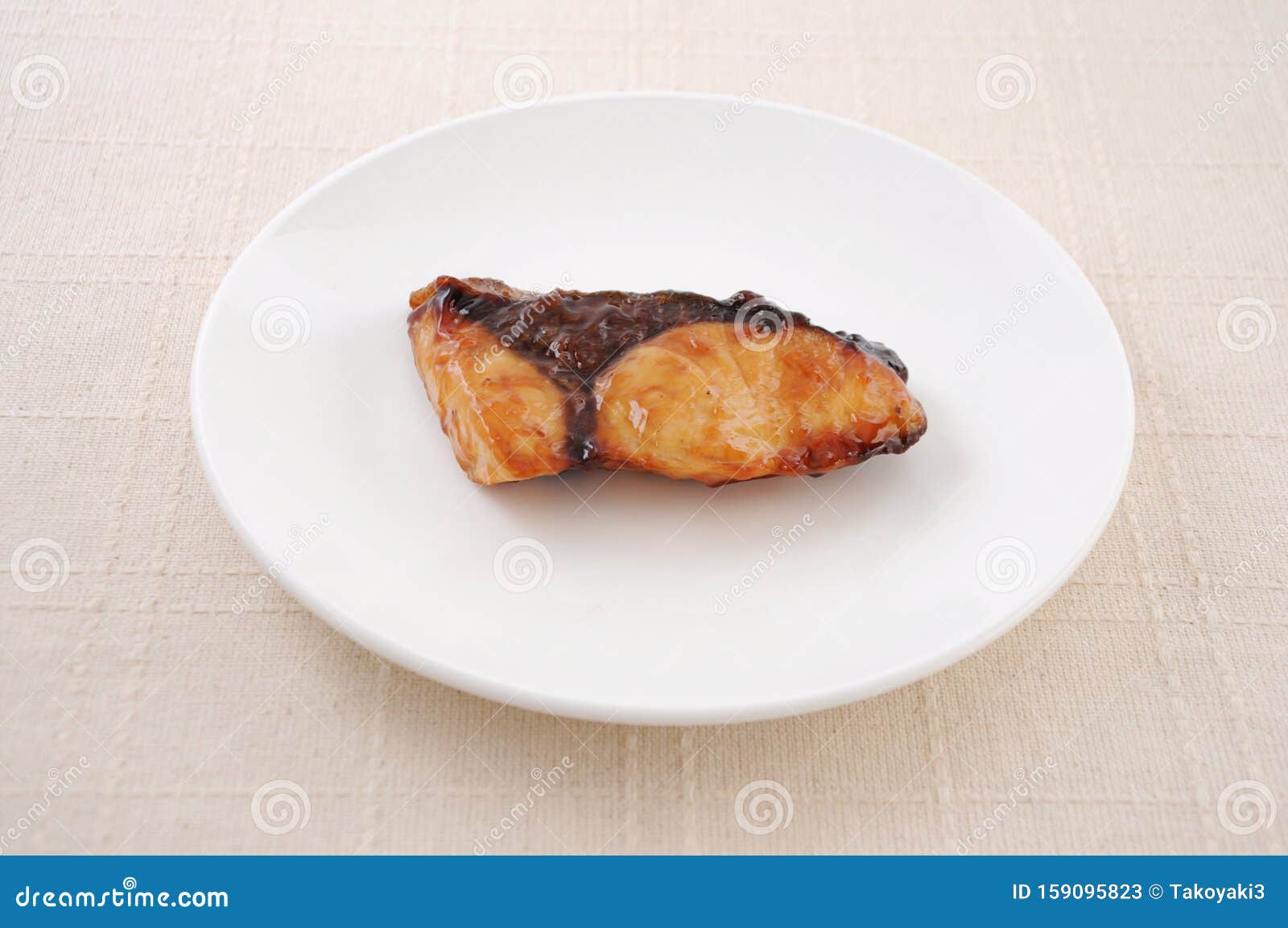 Broiled Teriyaki Fish Japanese Amberjack on Plate on Table Stock Image ...