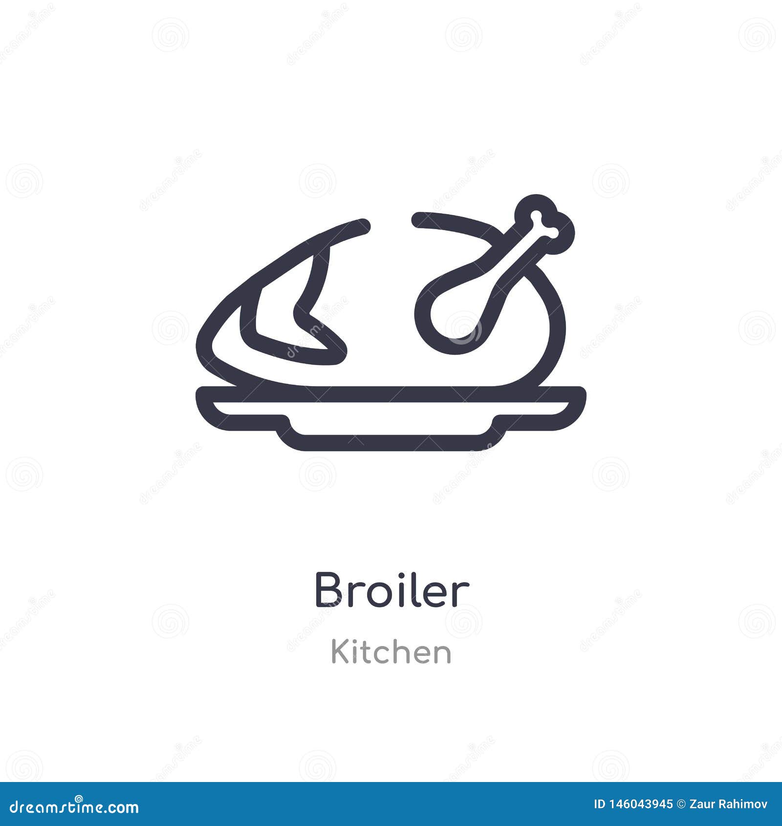 Broiler Outline Icon. Isolated Line Vector Illustration from Kitchen ...