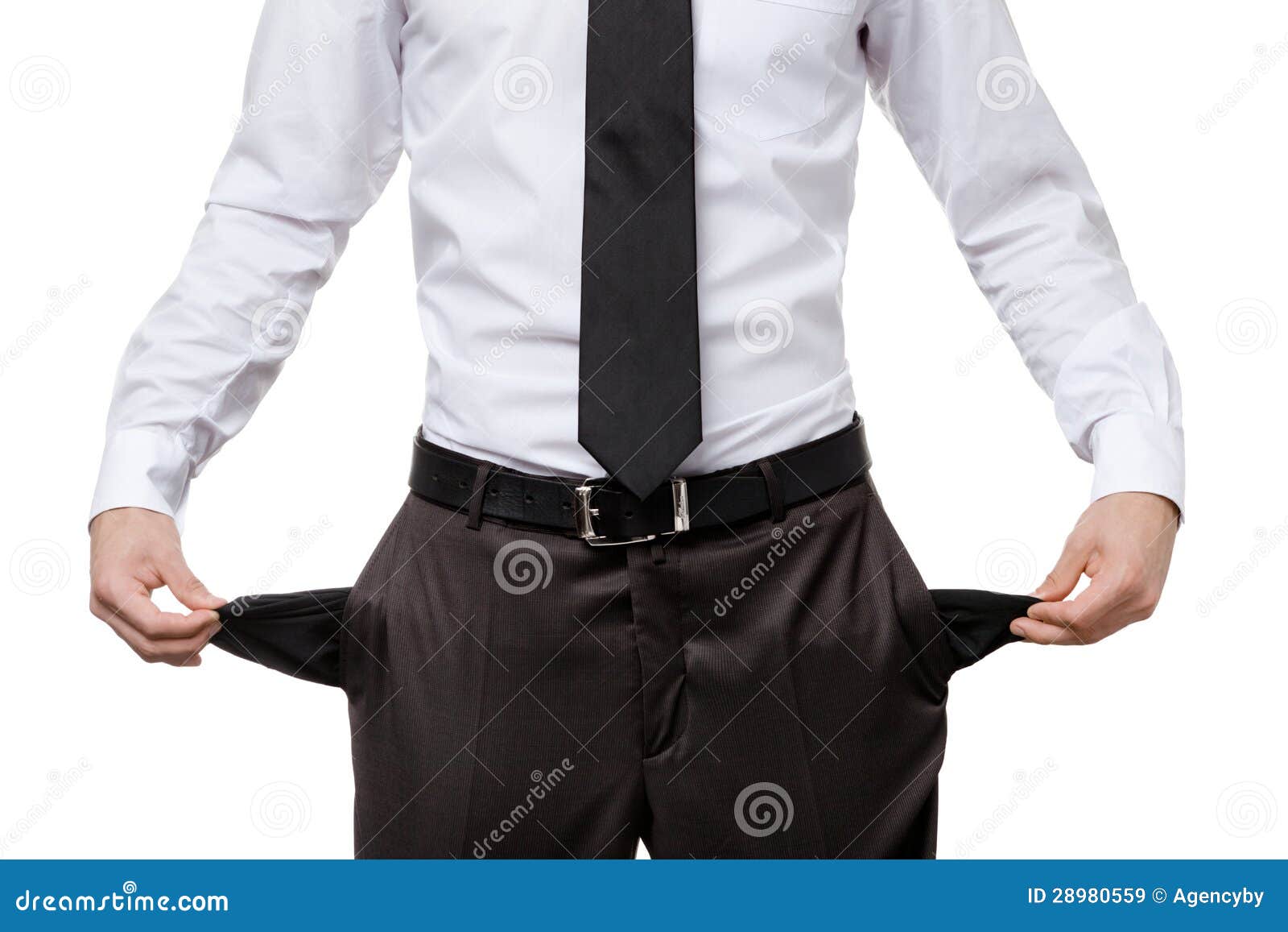 Broke Business Man with Empty Pockets Stock Image - Image of economic ...