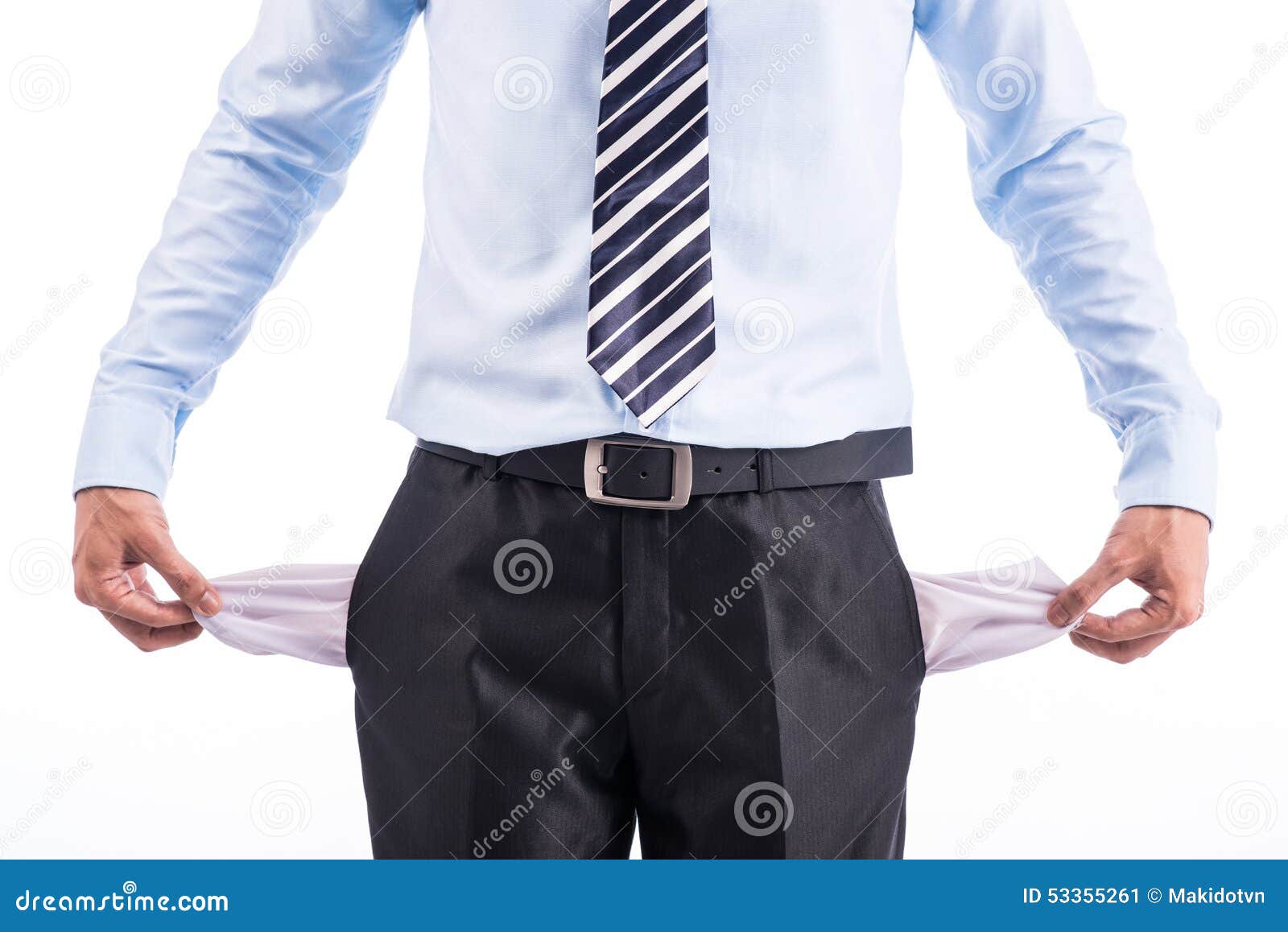 Broke and Poor Business Man with Empty Pockets Stock Image - Image of ...