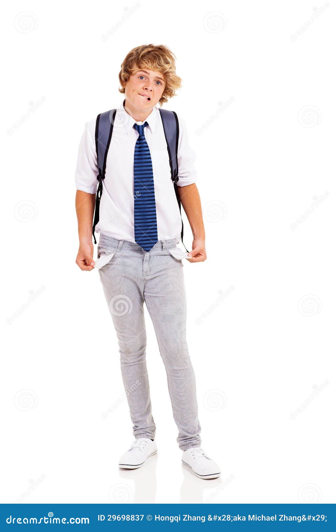 Broke teen boy stock image. Image of isolated, backpack - 29698837