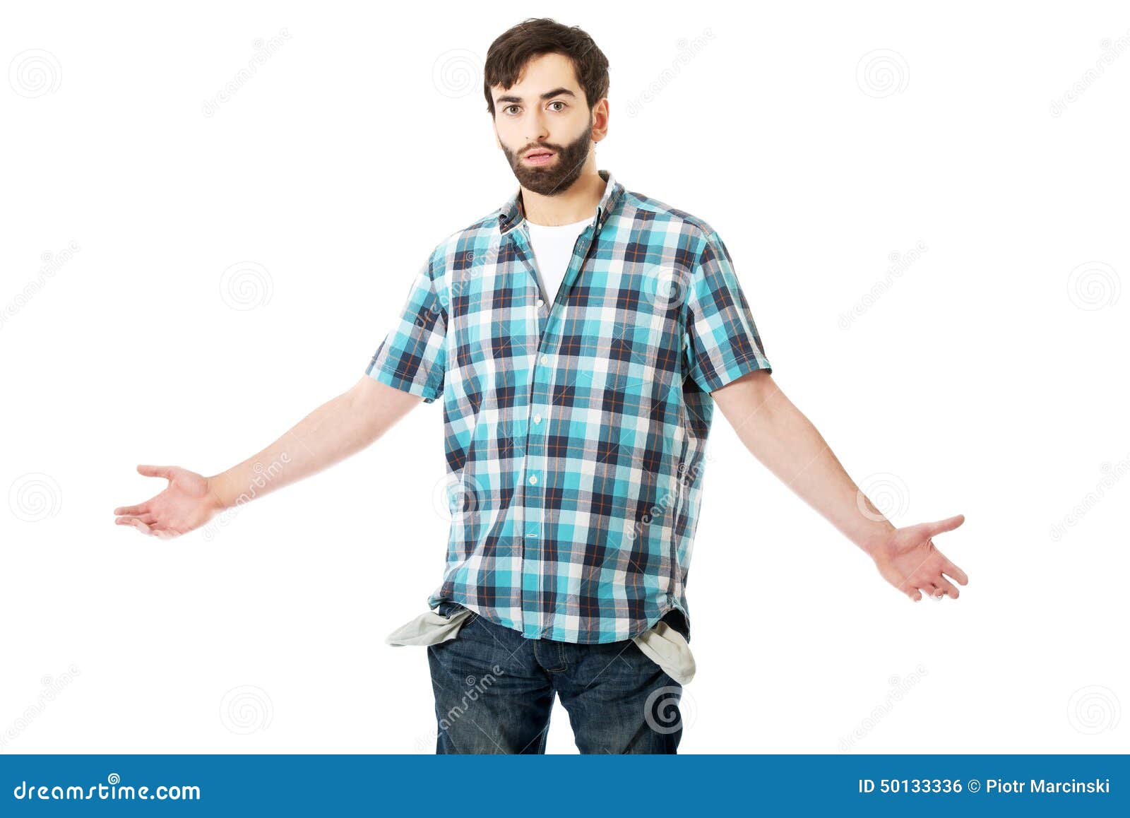 Broke Young Man with Empty Pockets. Stock Photo - Image of expression ...