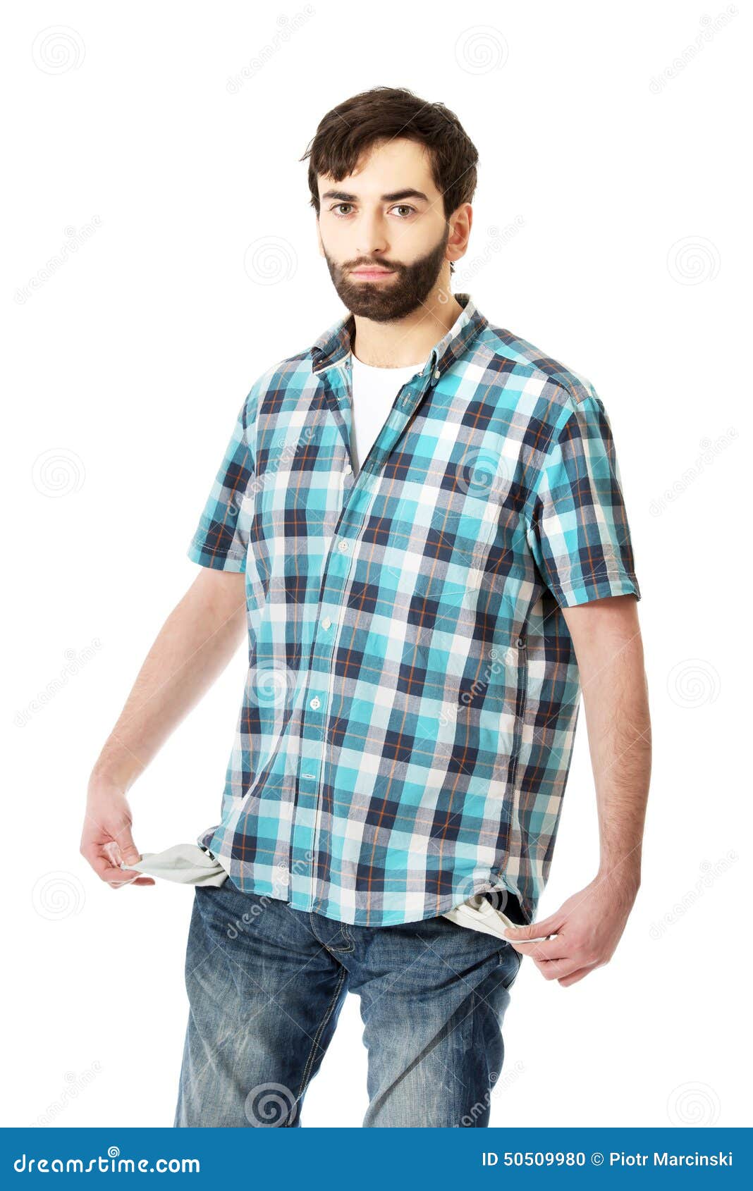 Broke Young Man with Empty Pockets. Stock Photo - Image of money ...