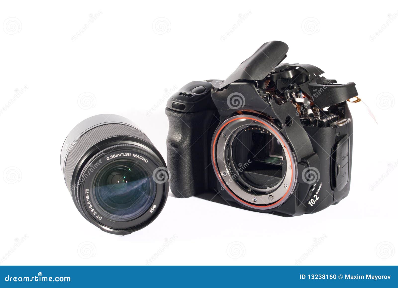 Broked DSLR camera stock photo. Image of dismantled, grunge - 13238160