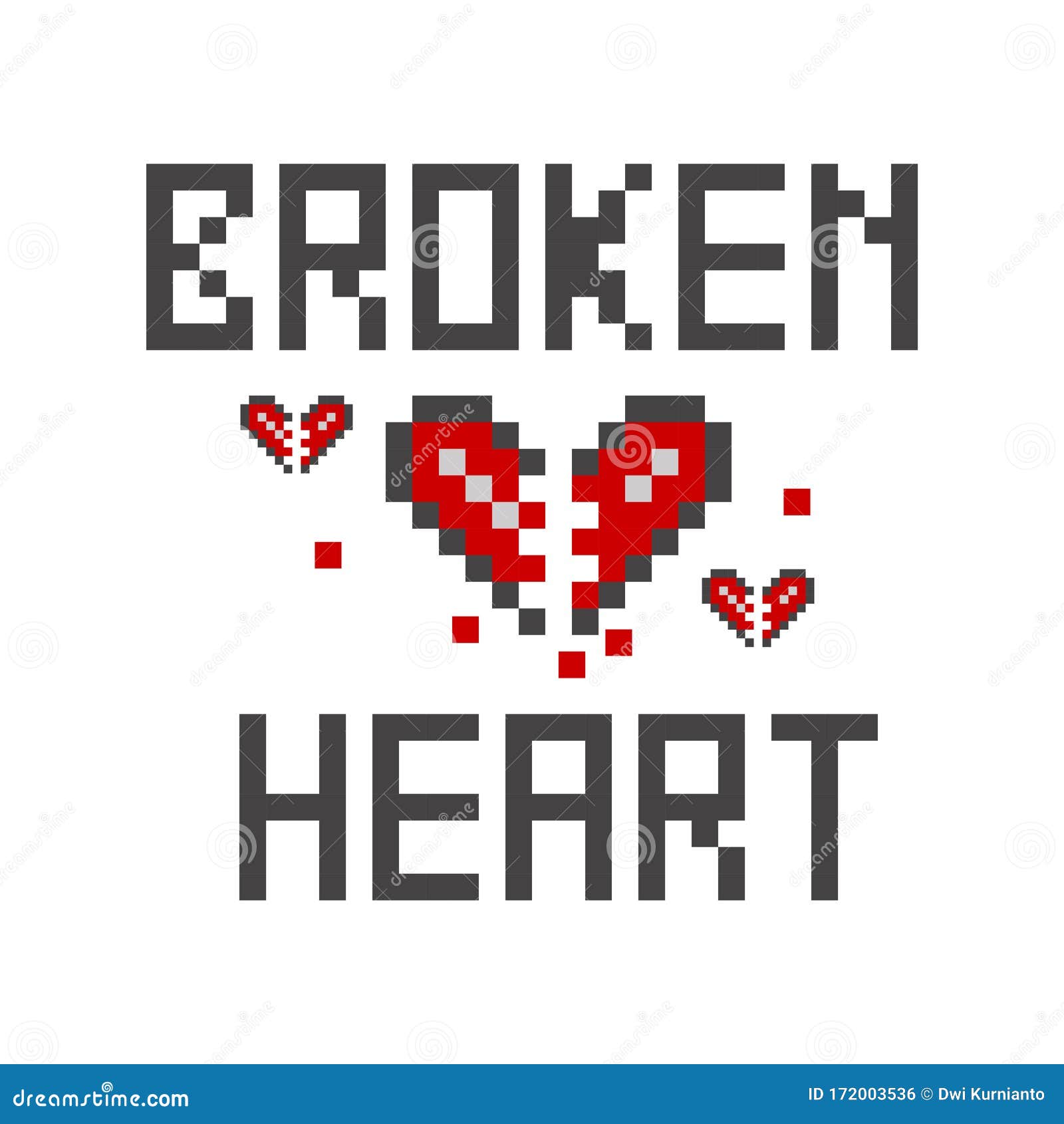 Illustration of a Broken Heart Pixel Stock Vector - Illustration of ...