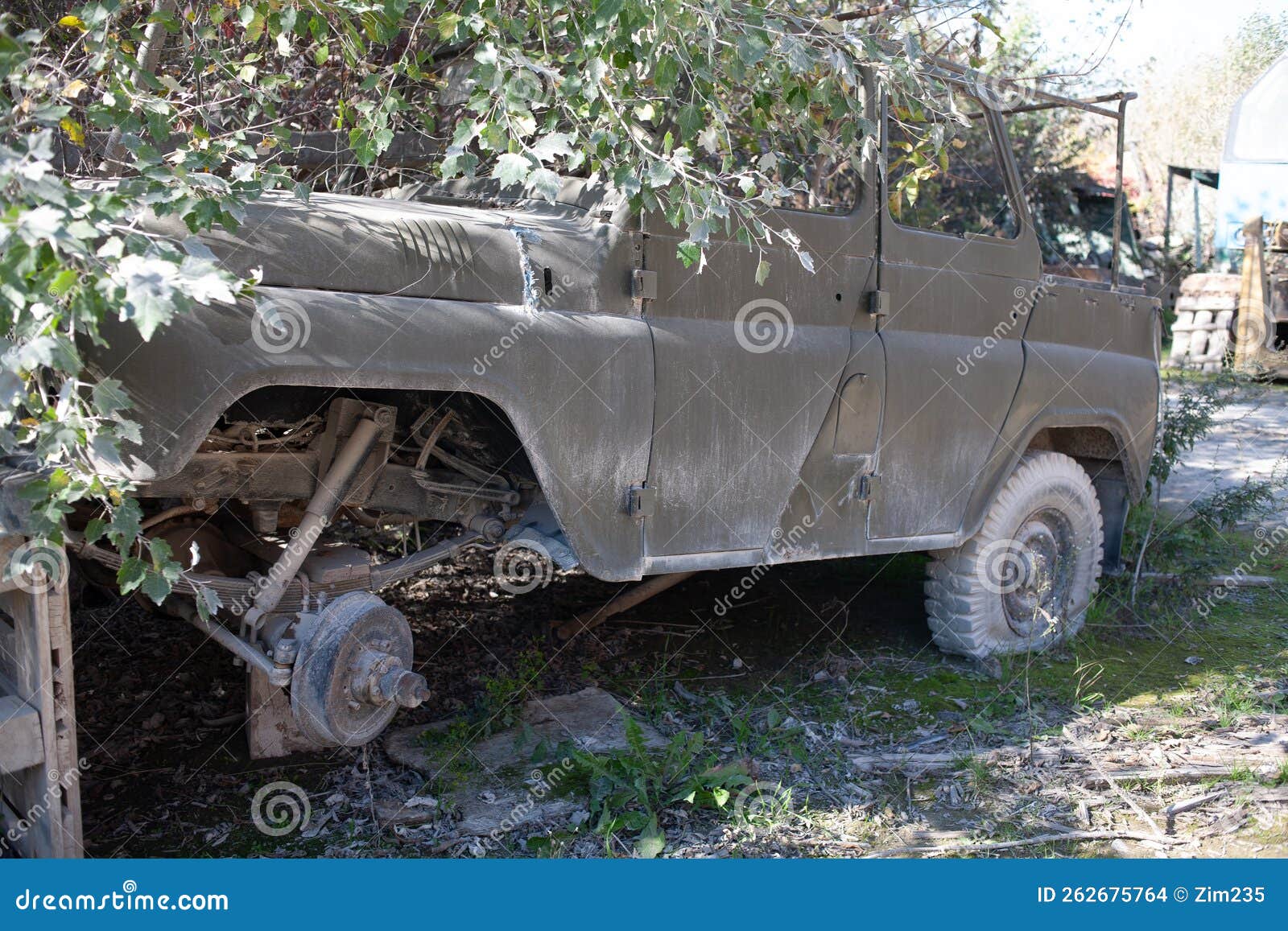 Broken Abandoned Rusty Old Vehicle. Retro Damaged Transportation ...