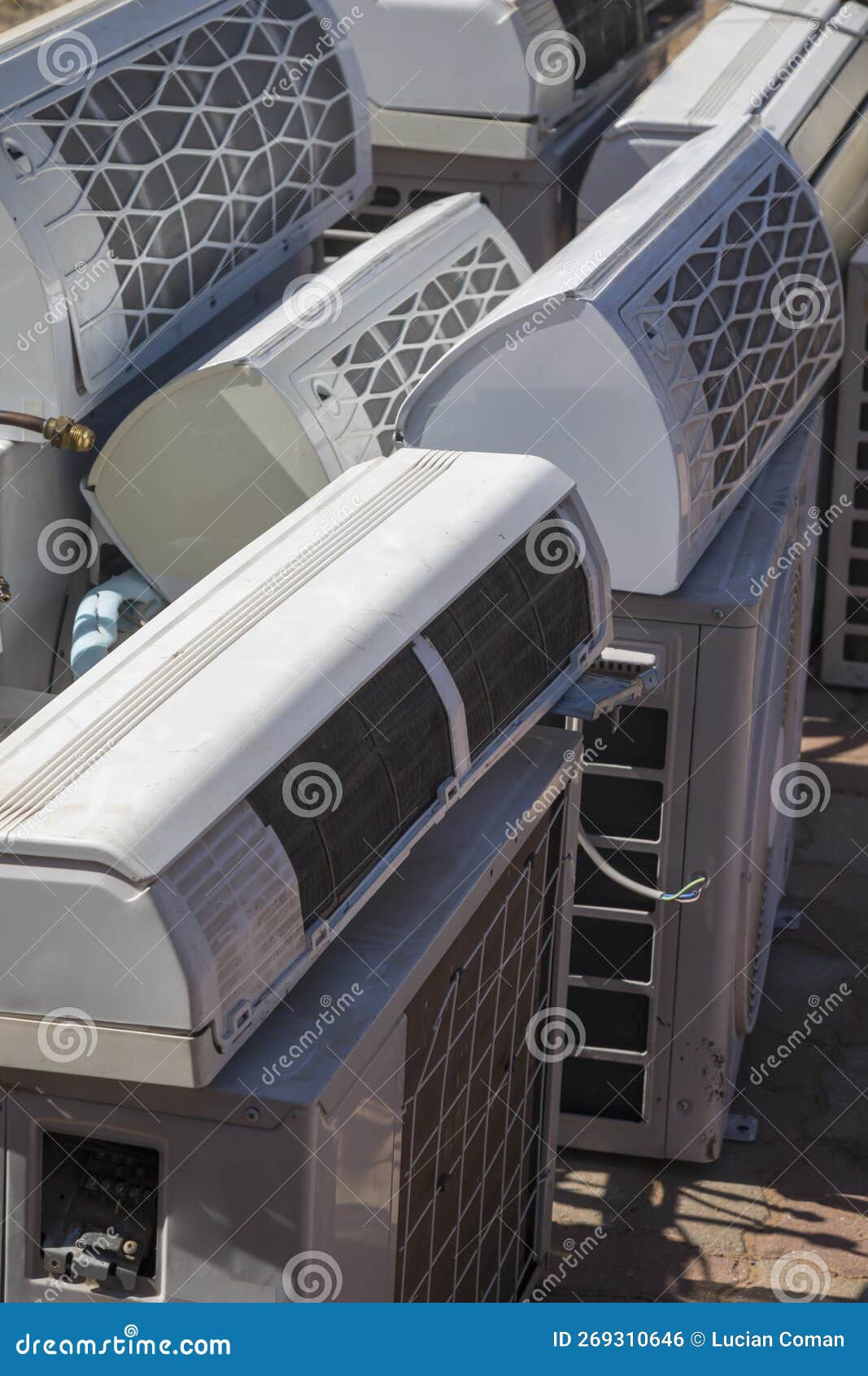Broken aircon units stock photo. Image of electric, junkyard - 269310646