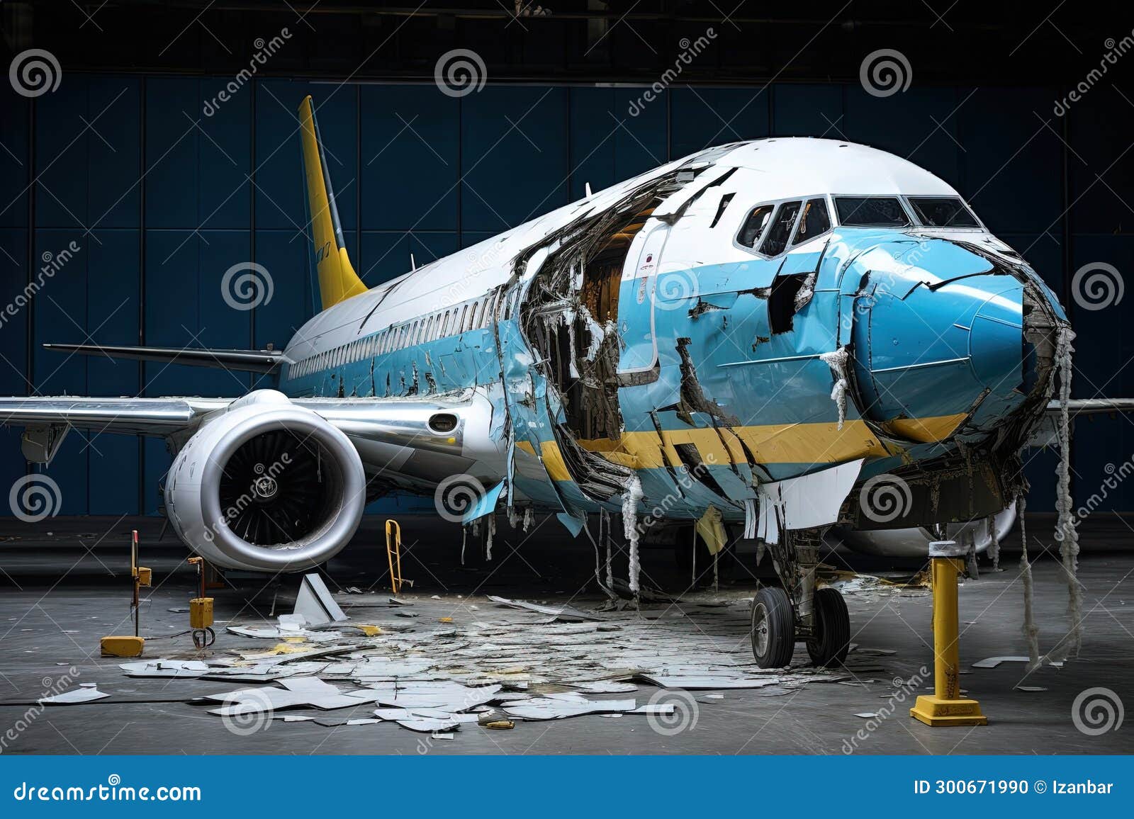 Broken Airplane Fixed with Tape and Repaired in Hangar Generative AI ...