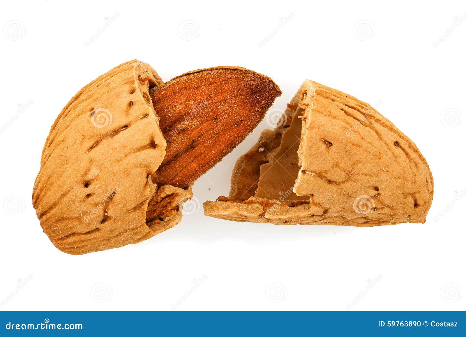 Broken almond stock photo. Image of open, shell, nutritious - 59763890