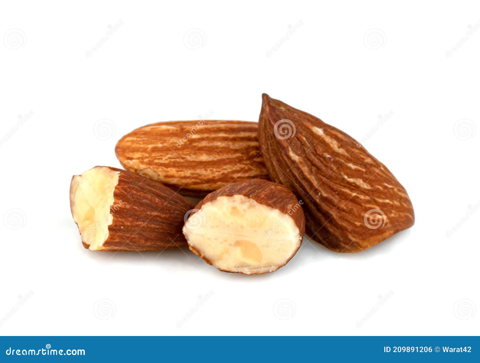 Broken Almonds Natural Roasted Isolated on White Background Stock Photo ...