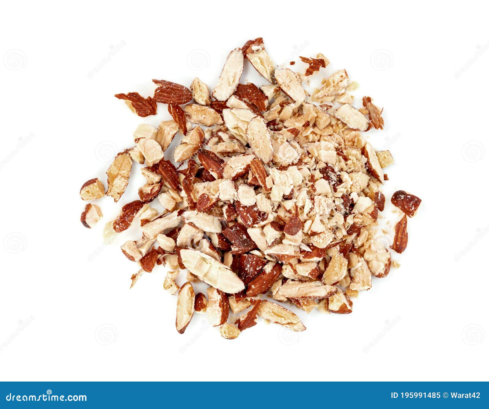 Broken Almonds Natural Roasted Isolated on White Background Stock Image ...