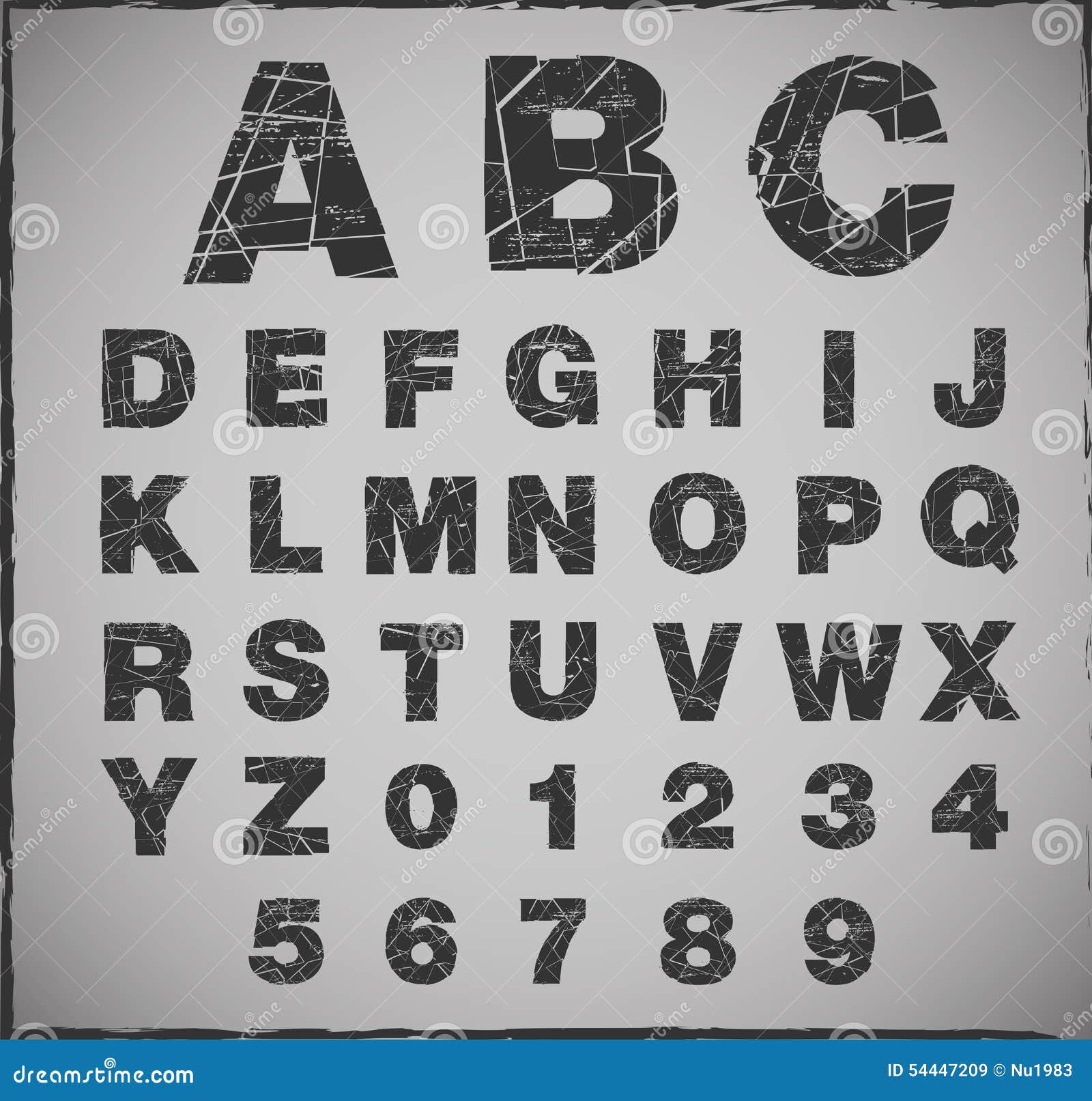 Broken Alphabet Typeface. Futuristic Letters And Numbers. Vector ...