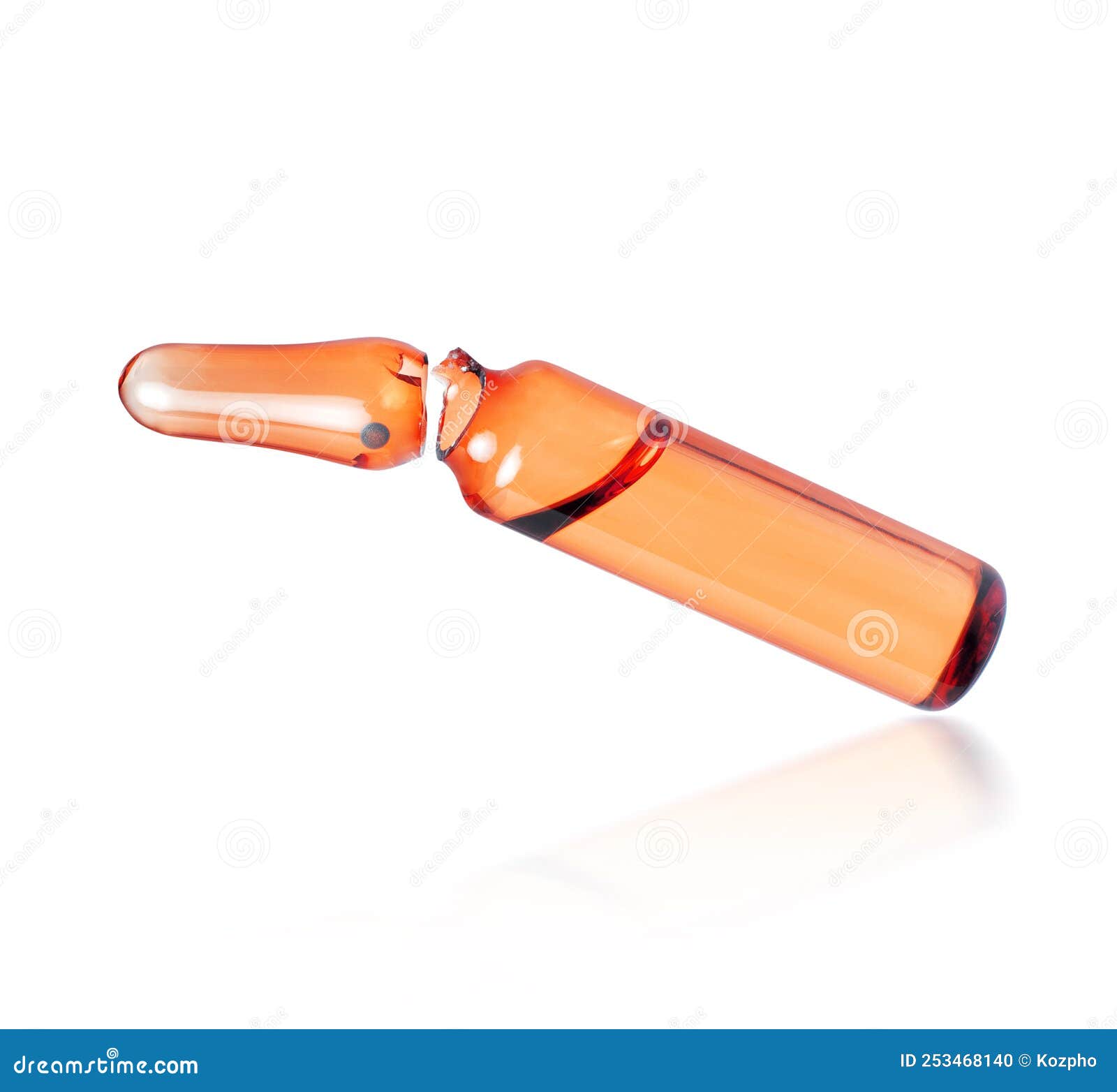 Broken Ampoules into Two Parts on a White Background Stock Photo ...