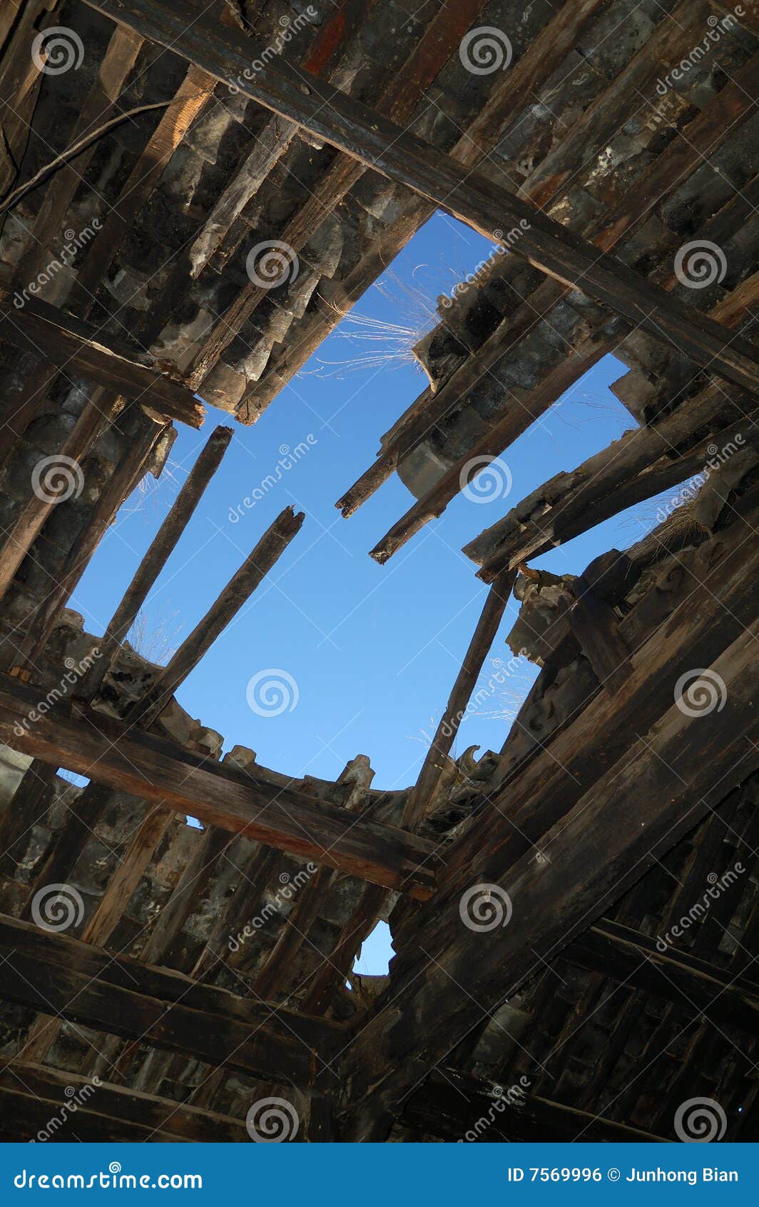 Broken ancient roof stock photo. Image of blue, broken - 7569996