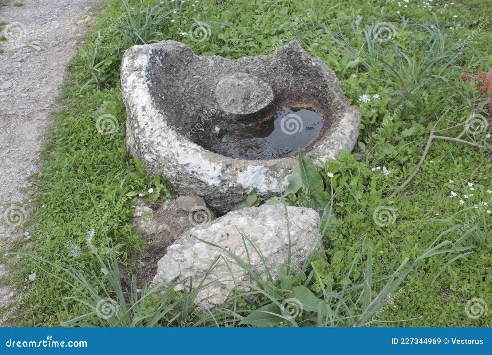 Broken Antique Flour Grinding Stone Wheel Stock Image - Image of bakery ...