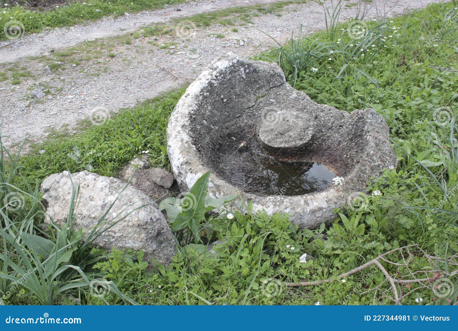 Broken Antique Flour Grinding Stone Wheel Stock Image - Image of rustic ...