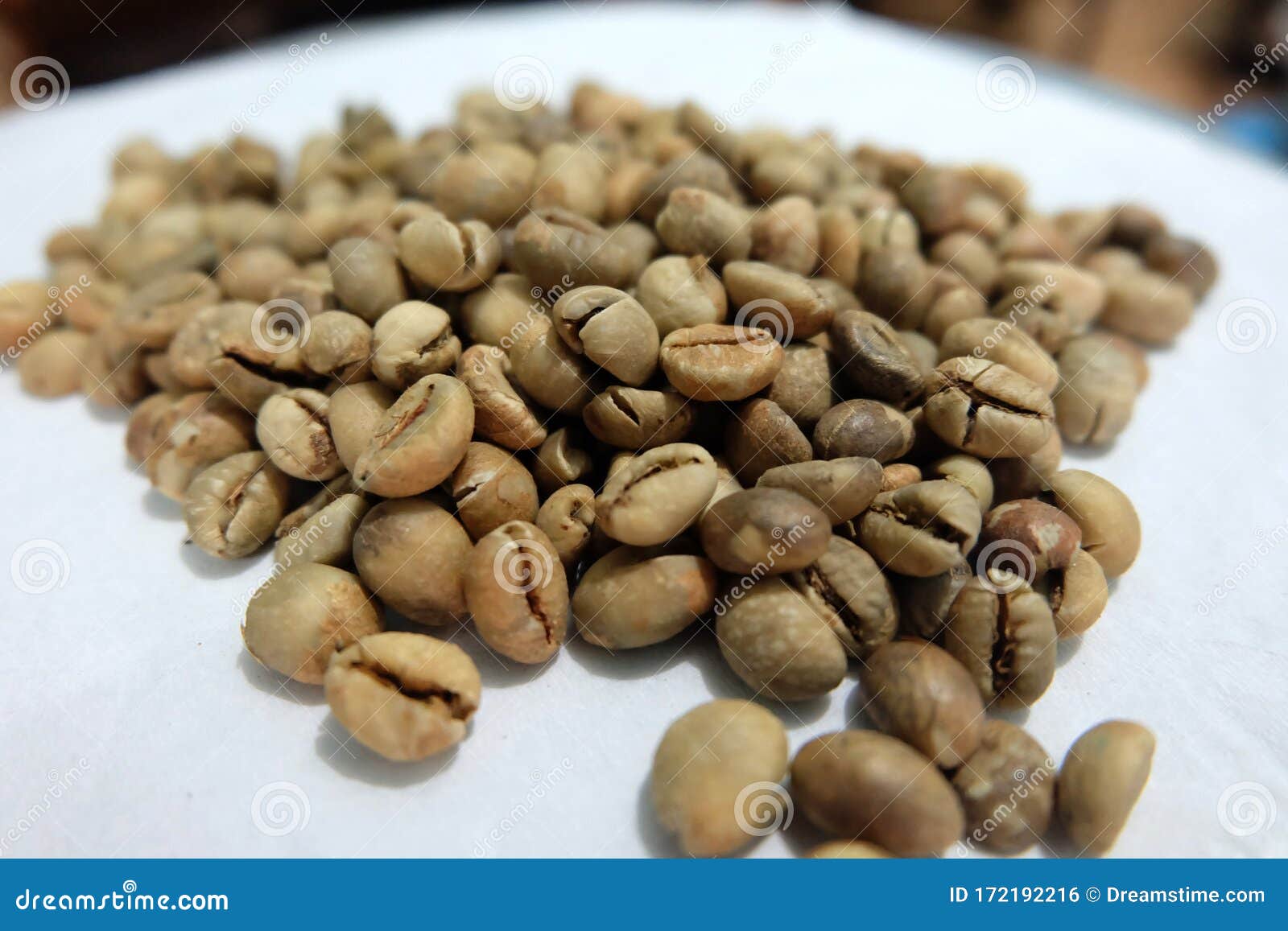 Broken Arabica Coffee Green Beans Stock Photo - Image of white, hanging ...