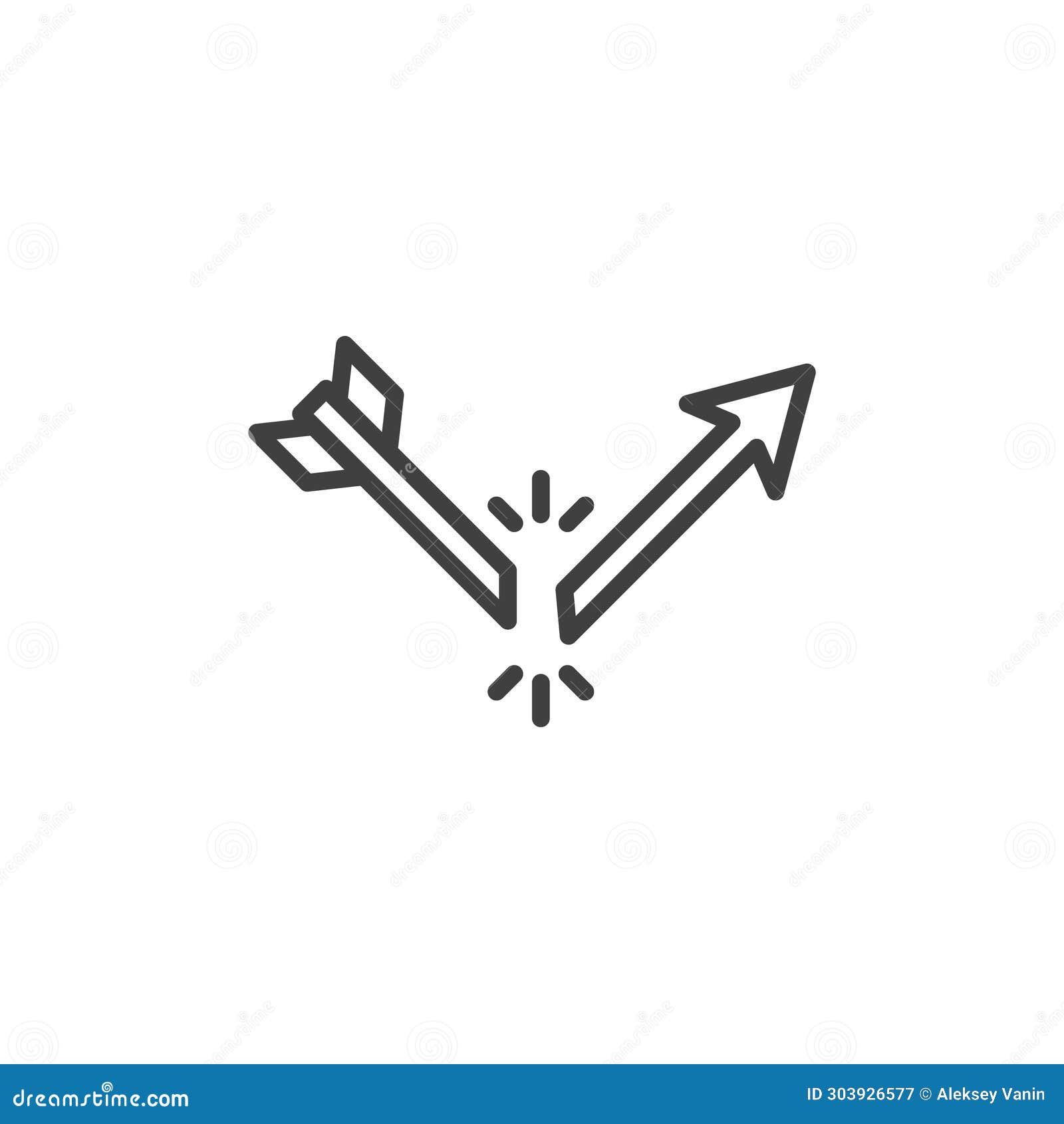 Broken Arrow line icon stock illustration. Illustration of thin - 303926577