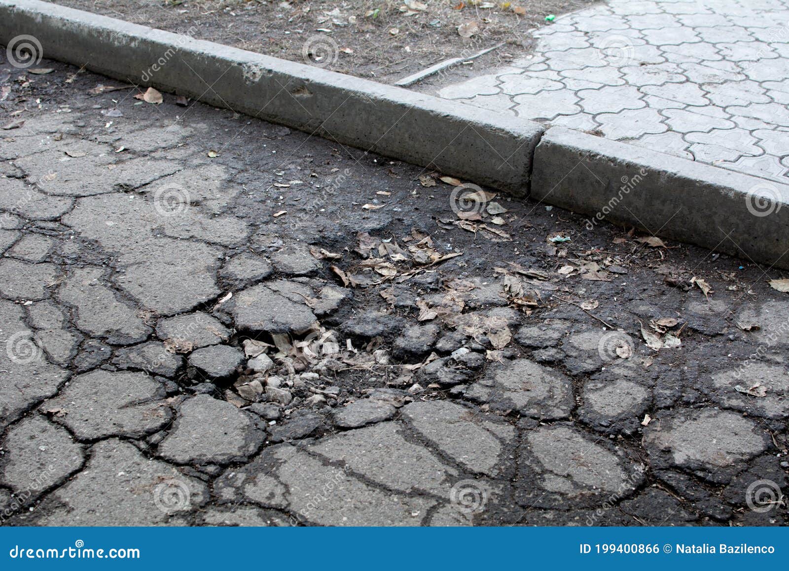 Broken Asphalt. Broken Road Surface in the Courtyard of a Residential ...