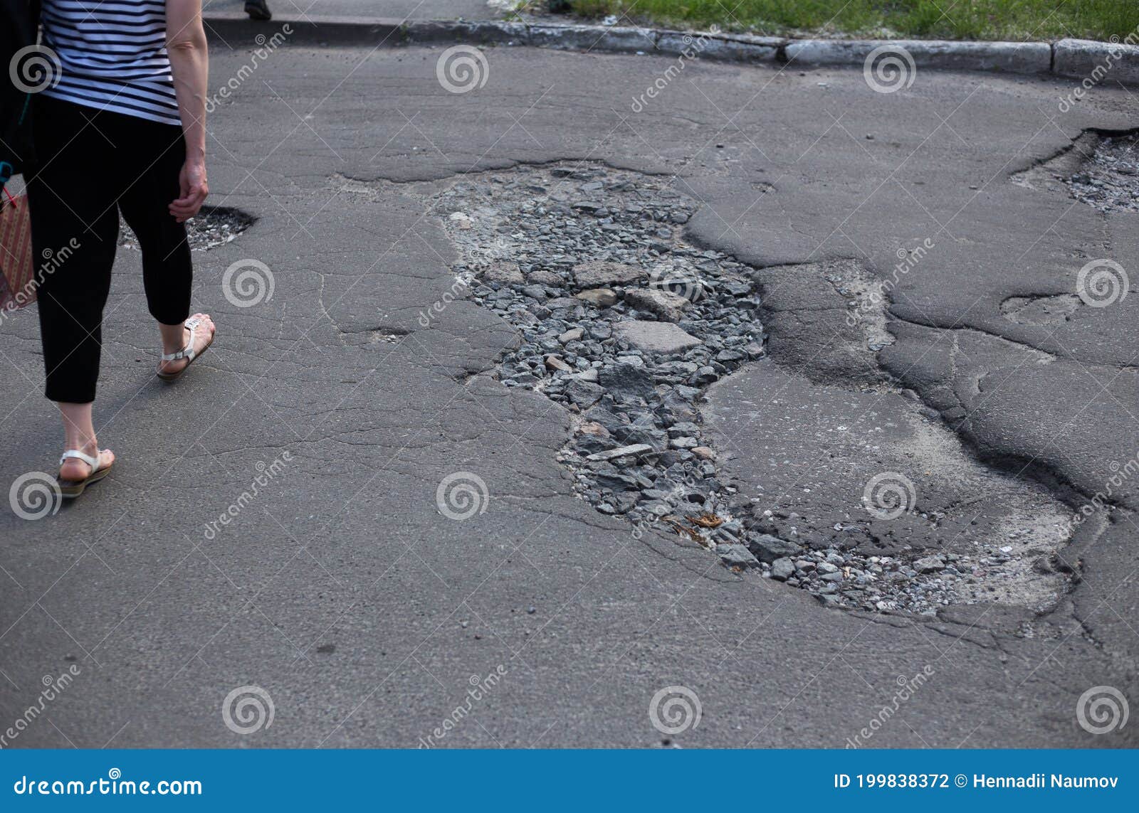 Broken Asphalt and Cracks on the Road Surface Stock Photo - Image of ...