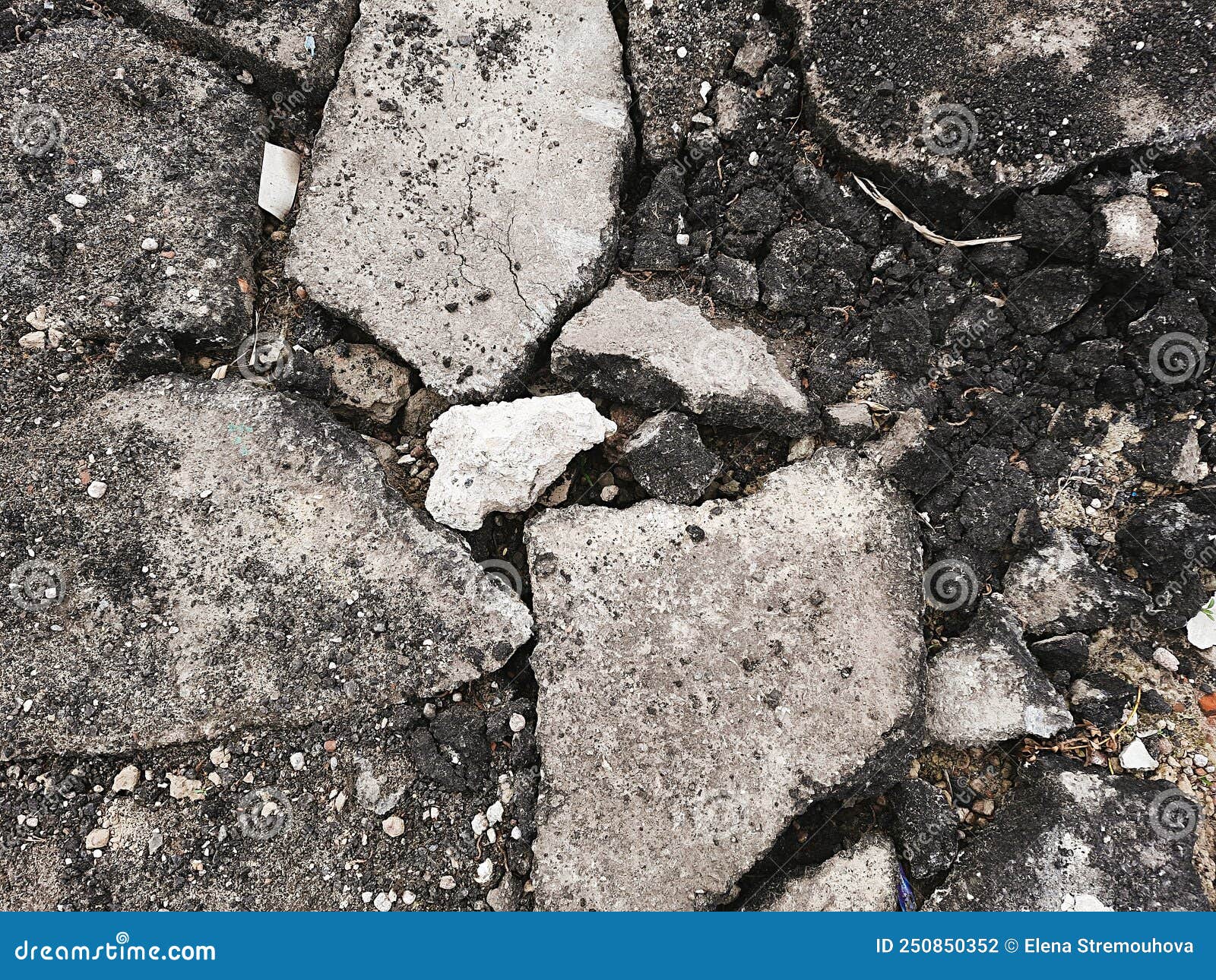 Broken asphalt pavement stock photo. Image of outdoor - 250850352
