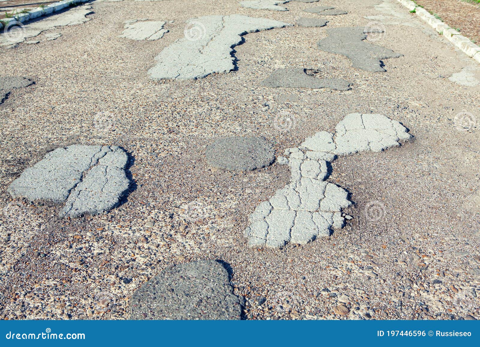 Broken asphalt road stock photo. Image of concrete, hard - 197446596