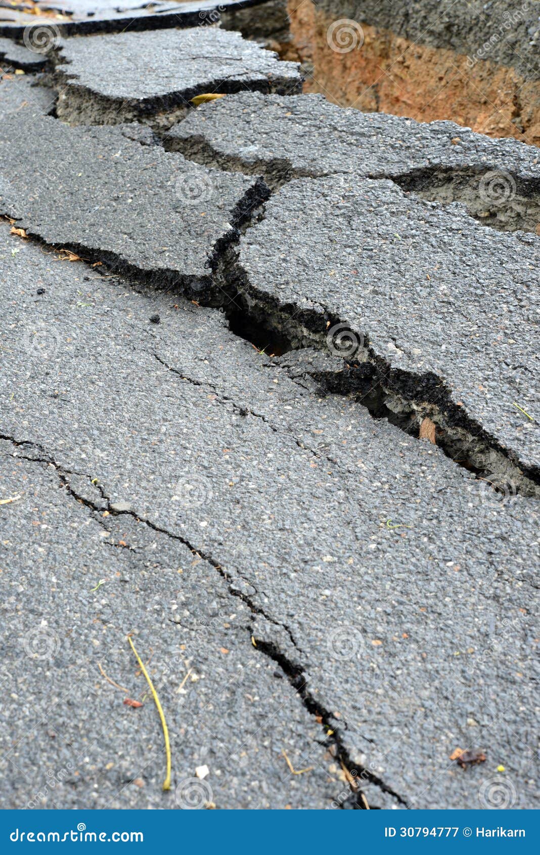 Broken asphalt road stock image. Image of damage, demolished - 30794777
