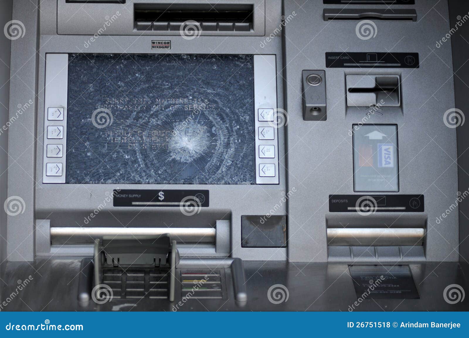 Broken ATM . editorial stock photo. Image of protest - 26751518