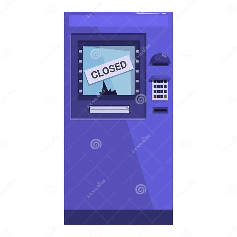 Broken Atm with a Closed Sign on the Screen Stock Vector - Illustration ...