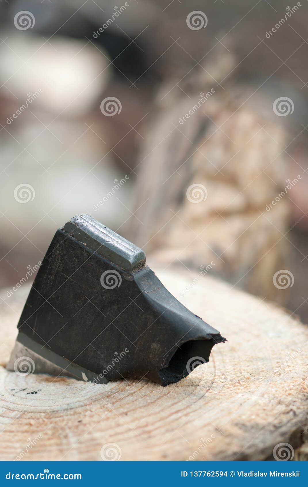 Broken Ax with Composite Handle in Stump Stock Photo - Image of natural ...