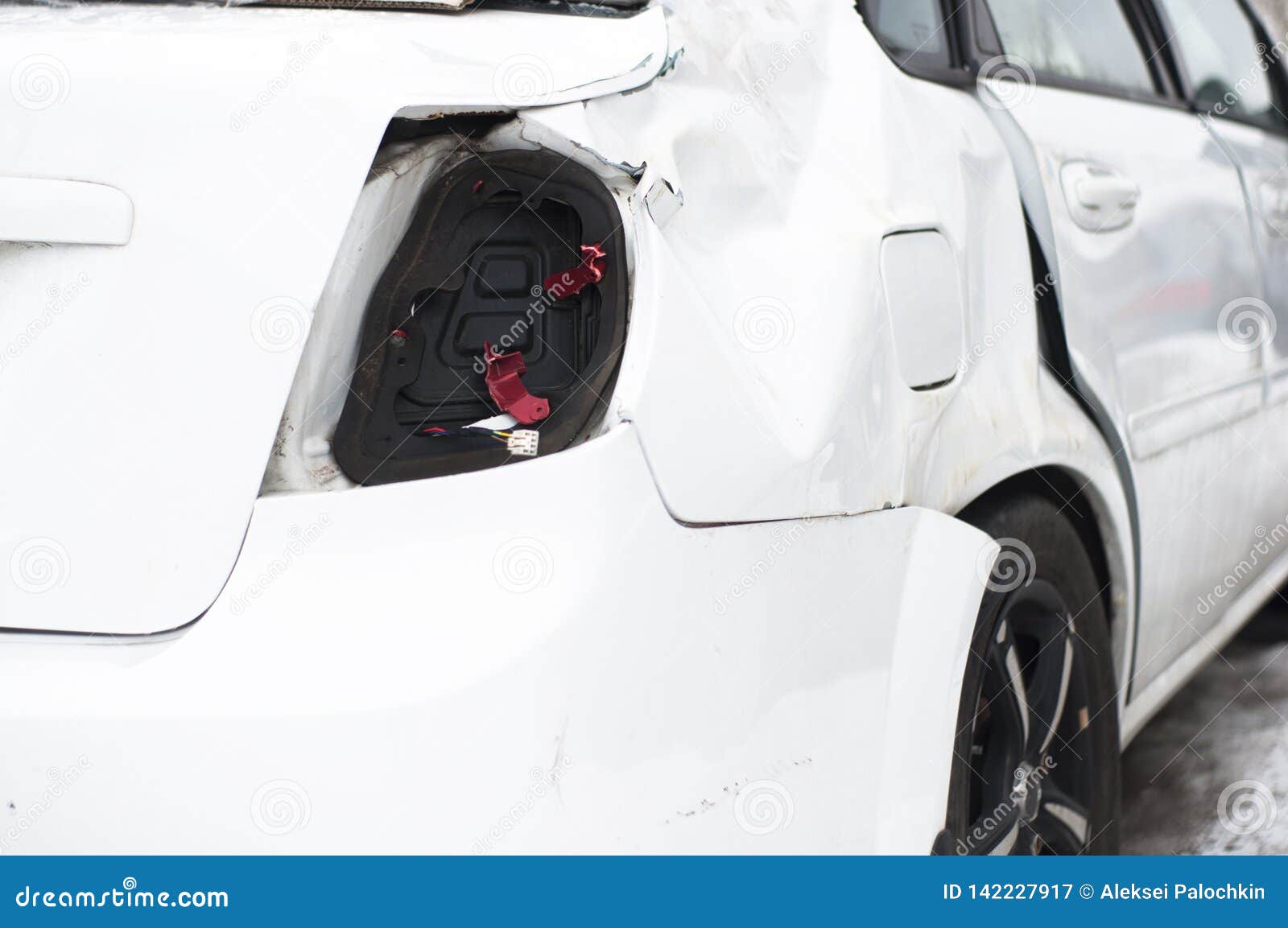 Broken Car after an Accident Stock Image - Image of road, wires: 142227917