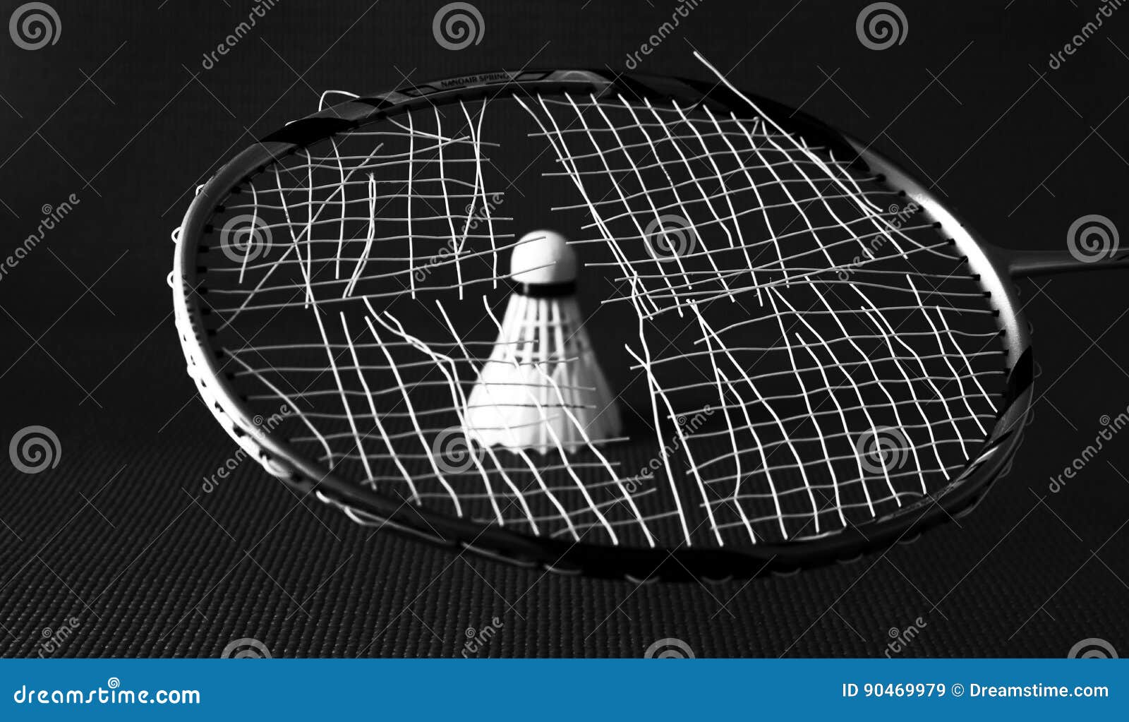 Broken Badminton Racquet Rim With Court As Background Stock Image ...
