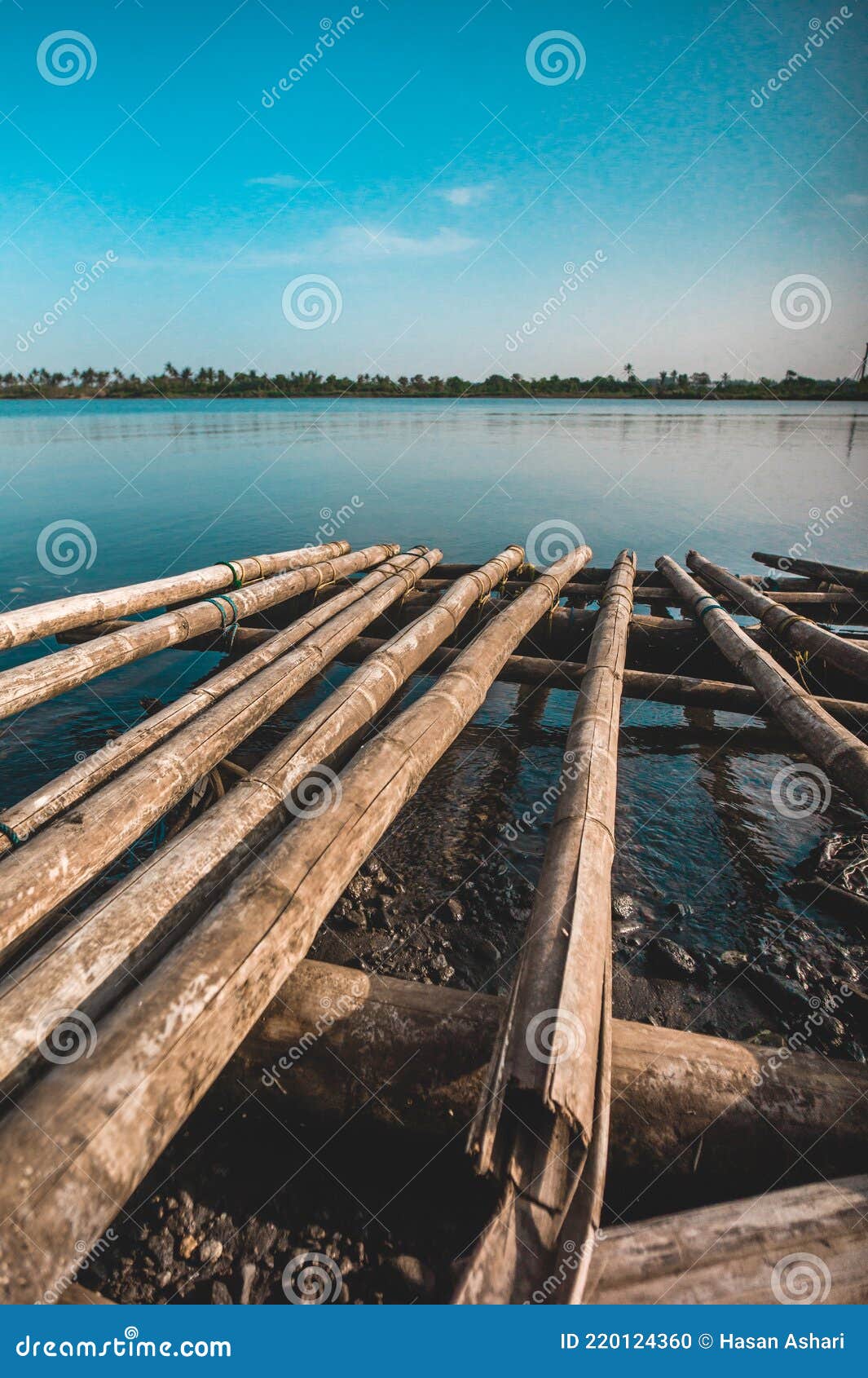 A Broken Bamboo Canoe Stranded on the Edge of the Lake Stock Photo ...