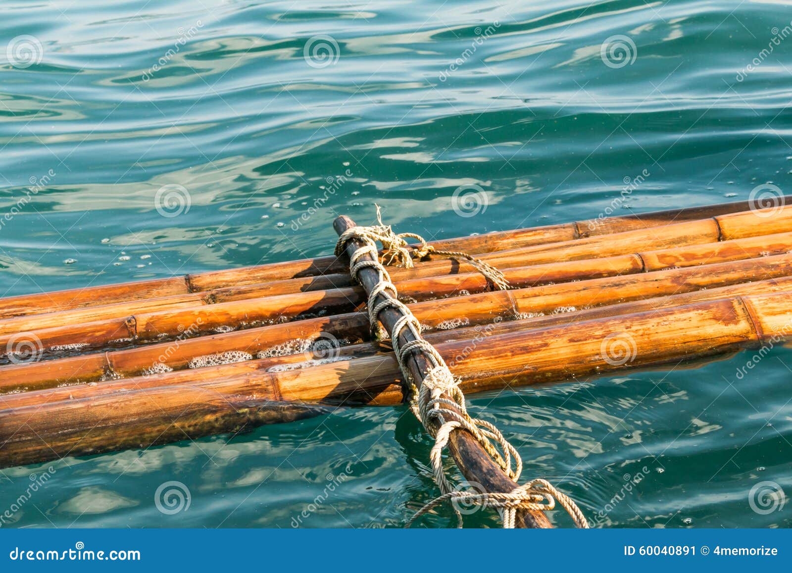 Broken Bamboo Raft Float on the Water Stock Image - Image of raft ...